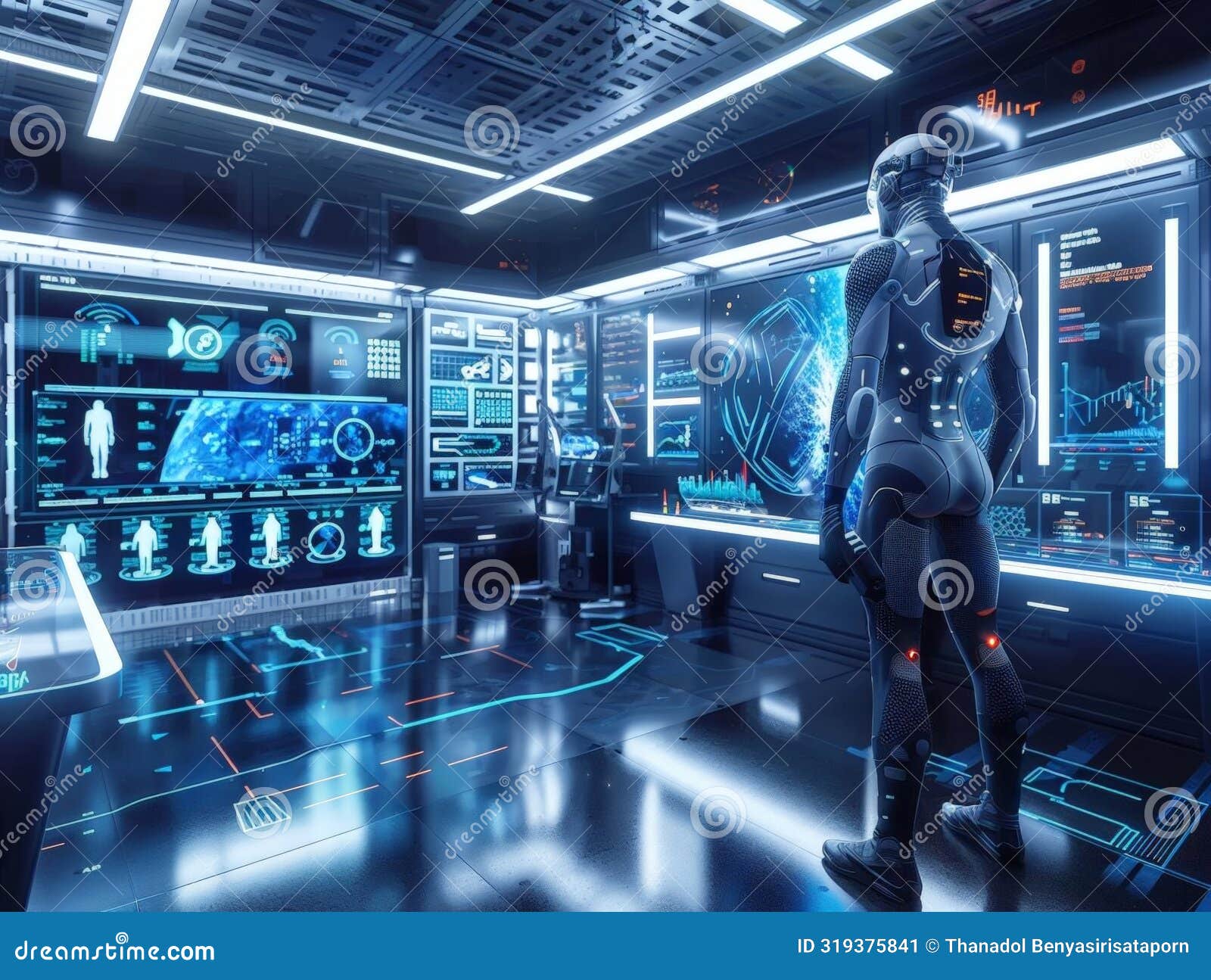 An Advanced Sports Science Lab Where a Trainer Uses a Virtual Screen To ...