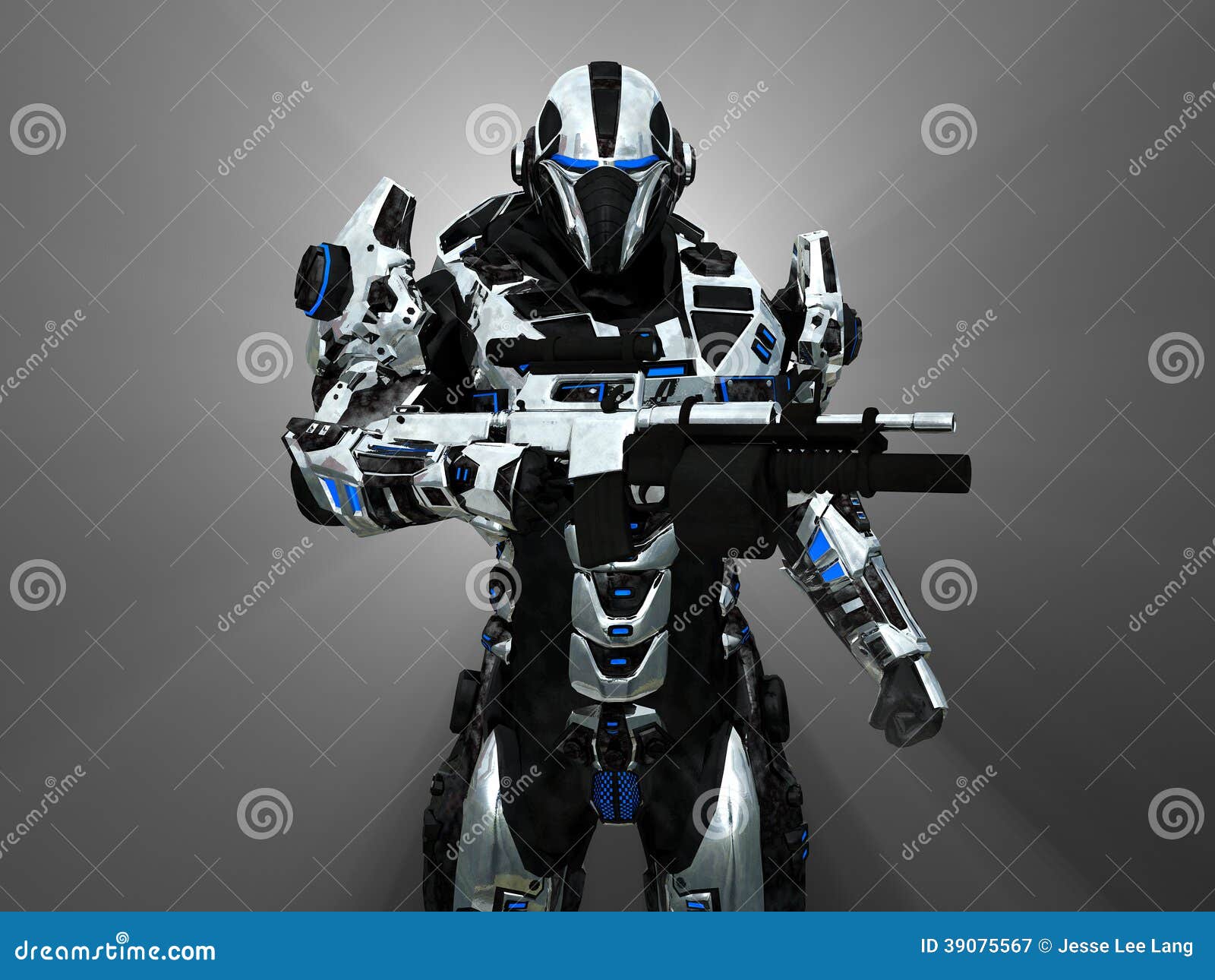 Advanced super soldier stock illustration. Illustration of chrome ...