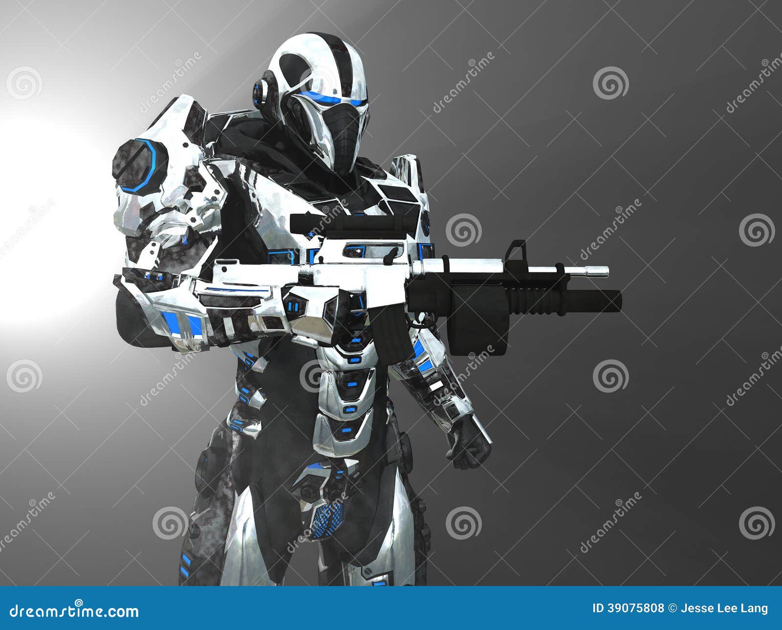 Advanced super soldier stock illustration. Illustration of robot - 39075808