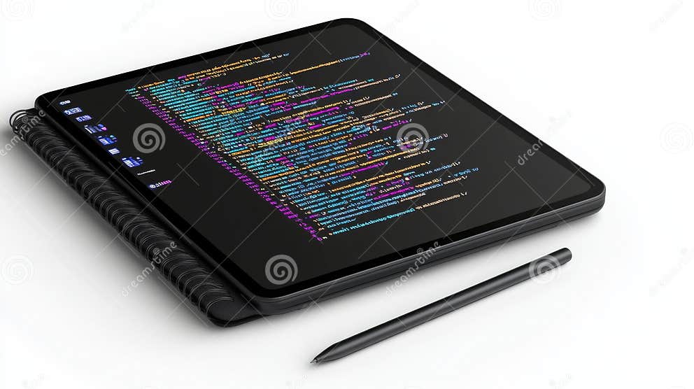 An Advanced Tablet Displaying Colorful Lines of Code. Perfect for ...