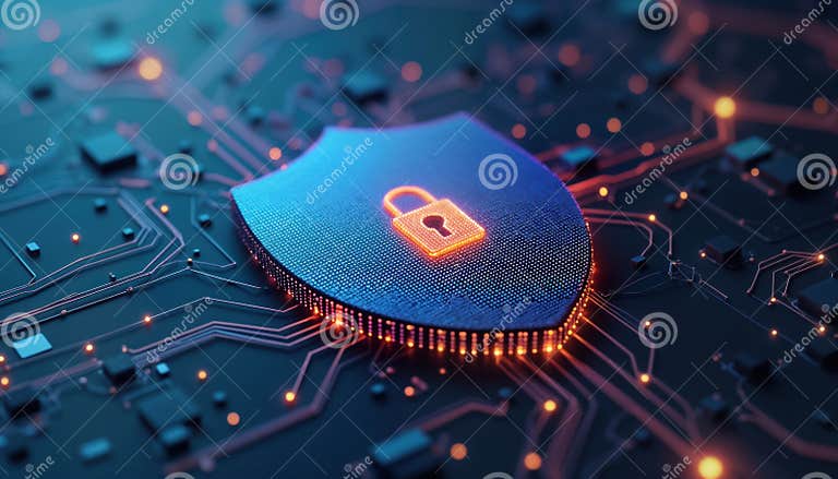 Advanced Tech Illustration Shows Secure Global Network with Shield Icon Representing Cyber ...