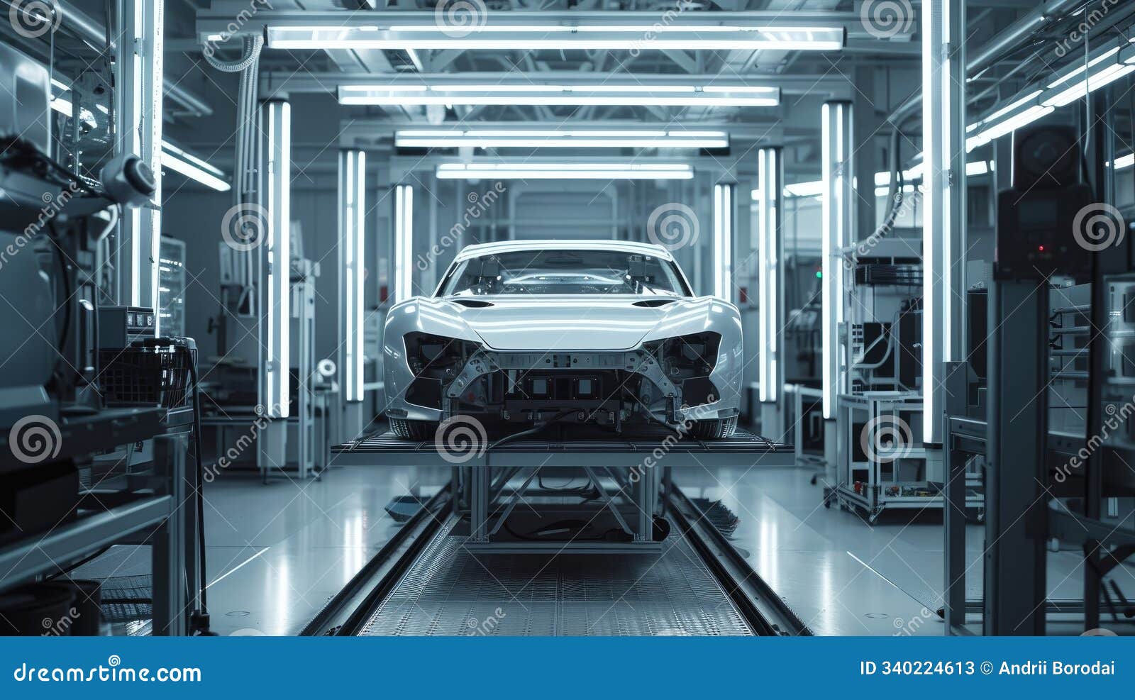 Advanced Technology in Car Manufacturing Process. Stock Illustration ...