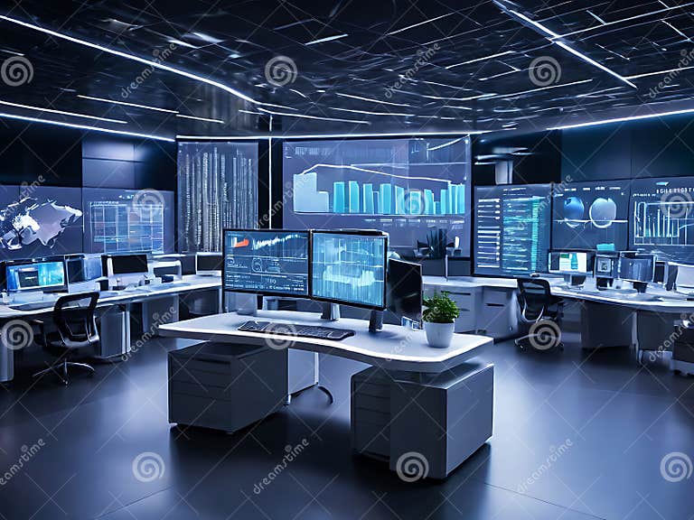 Advanced Technology Command Center with Global Data Visualization and ...