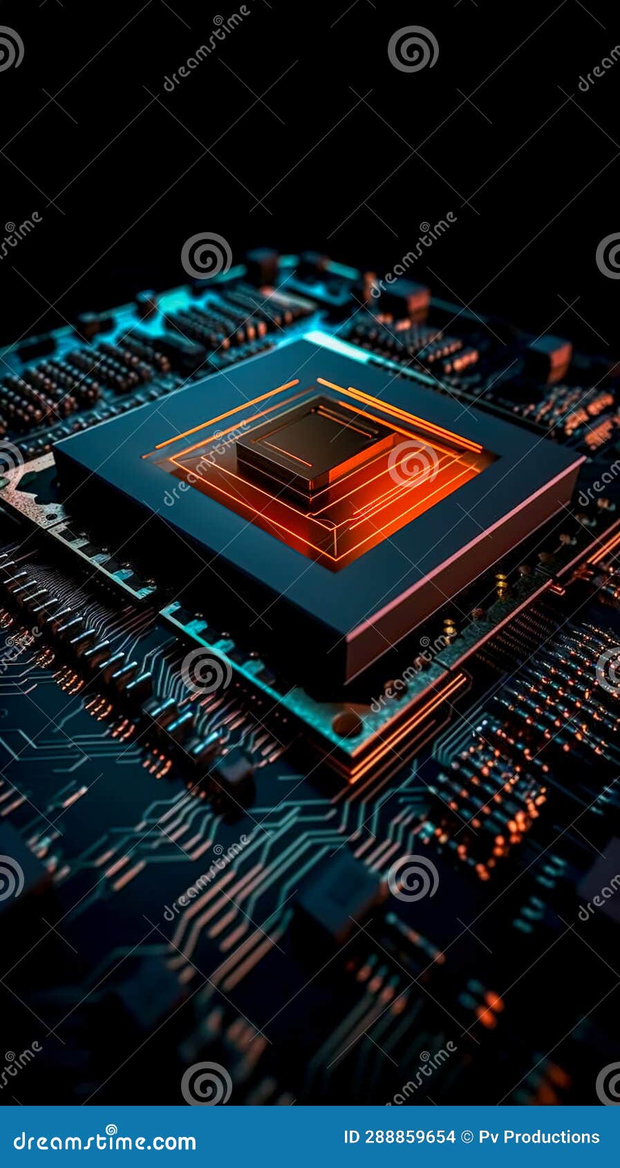 Advanced Technology Concept Visualization Circuit Board Cpu Processor Microchip Generative Ai