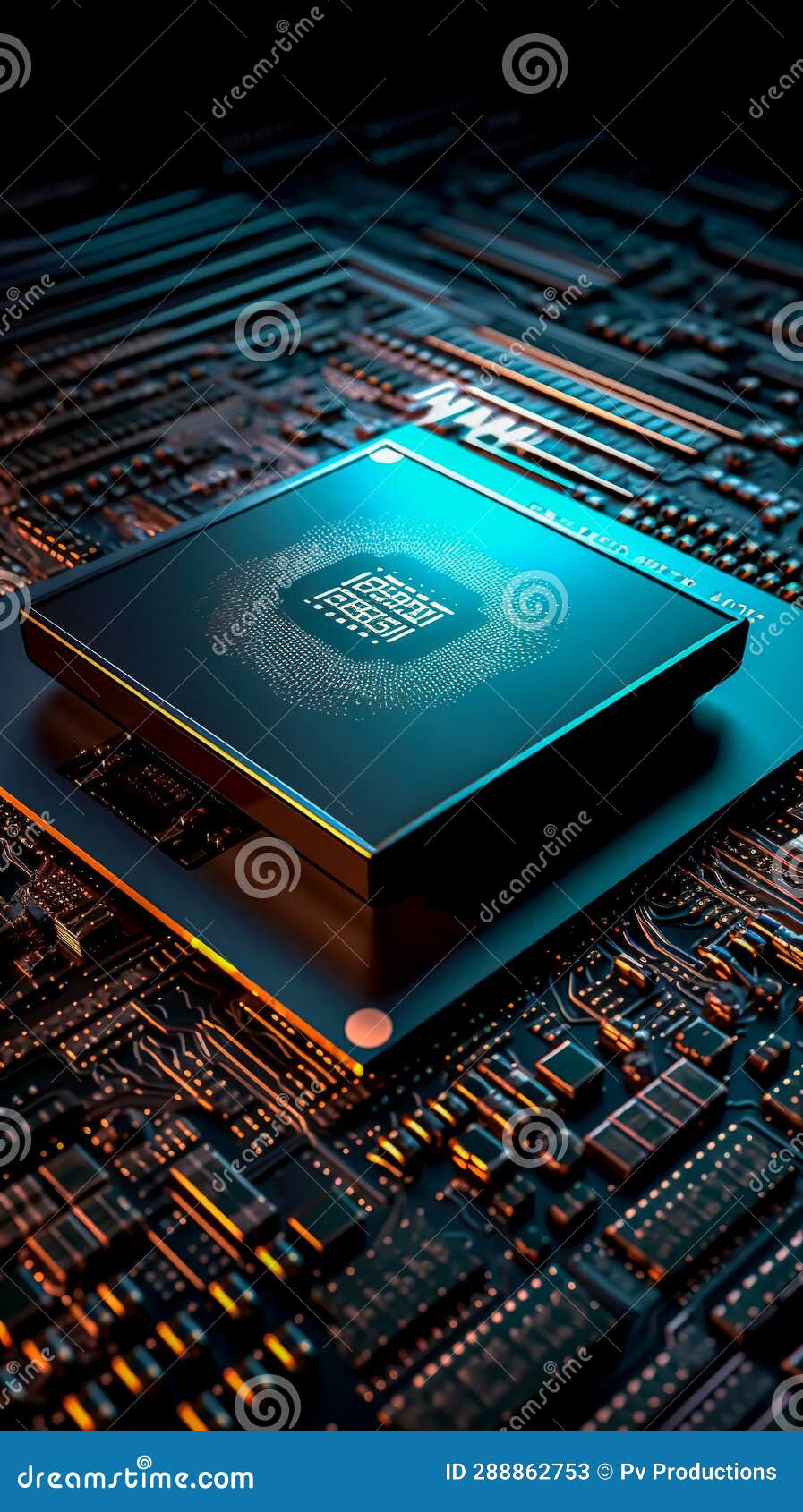 Advanced Technology Concept Visualization Circuit Board Cpu Processor Microchip Generative Ai