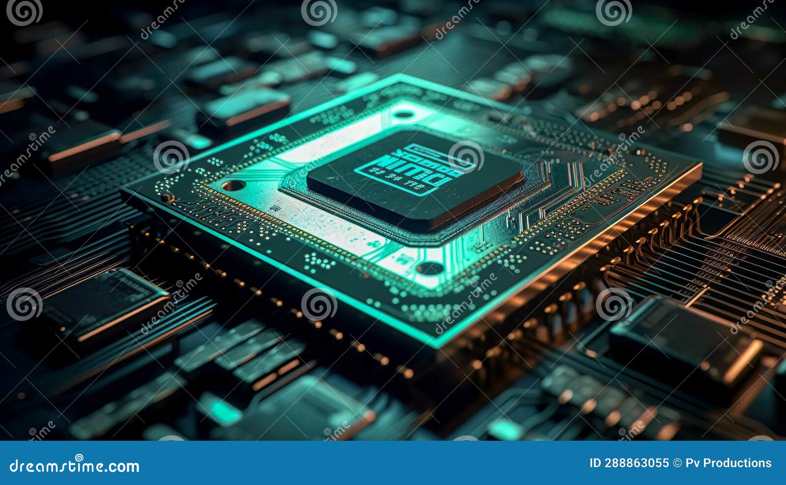 Advanced Technology Concept Visualization, Circuit Board CPU Processor ...