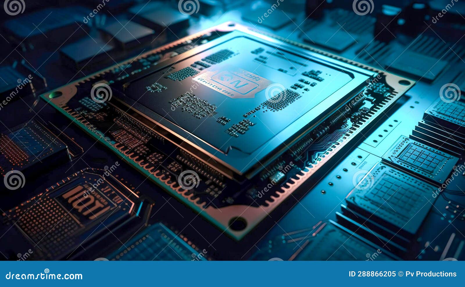 Advanced Technology Concept Visualization, Circuit Board CPU Processor ...
