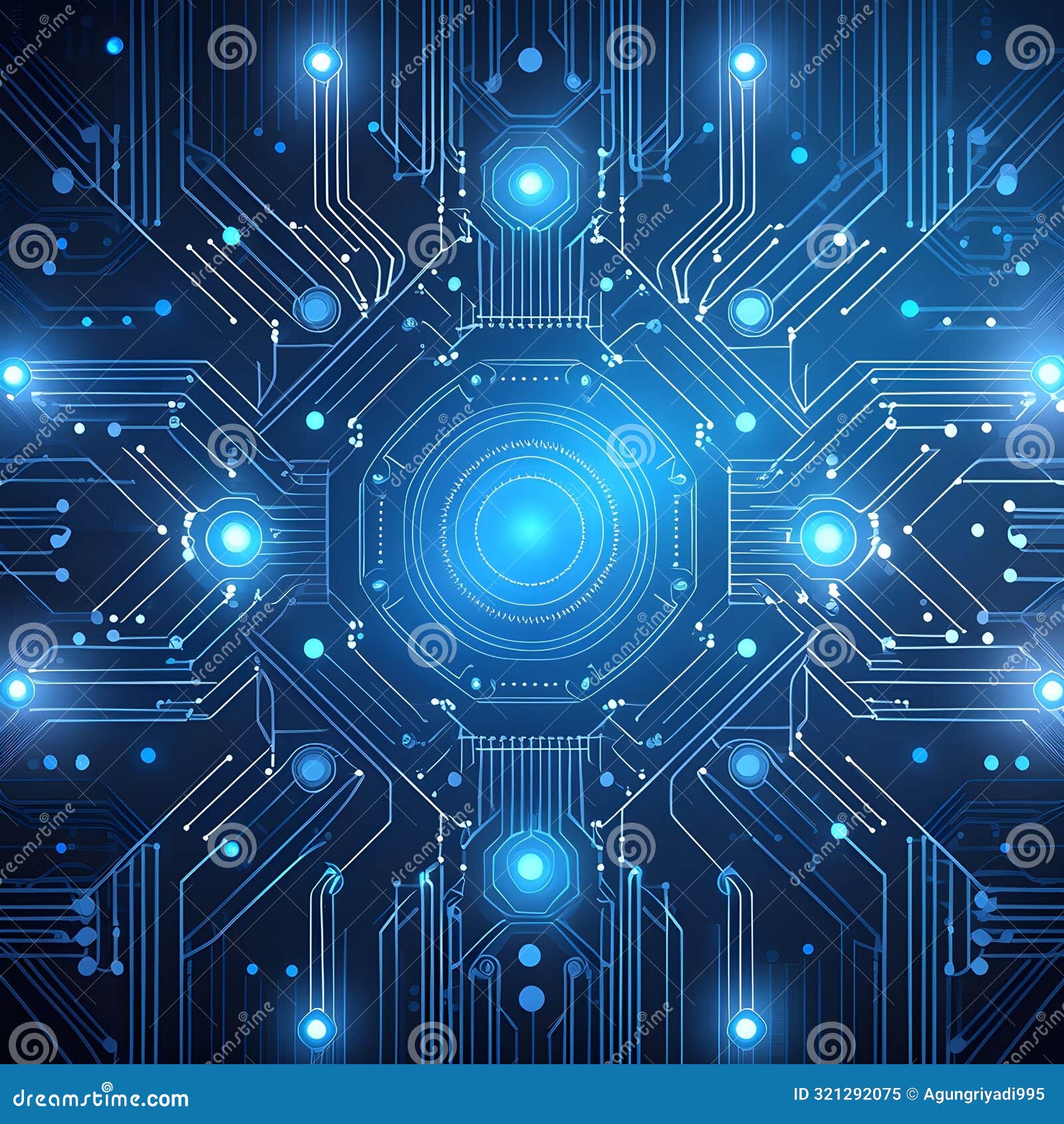 Advanced Technology Concept Visualization: Circuit Board CPU Processor Microchip Starting ...