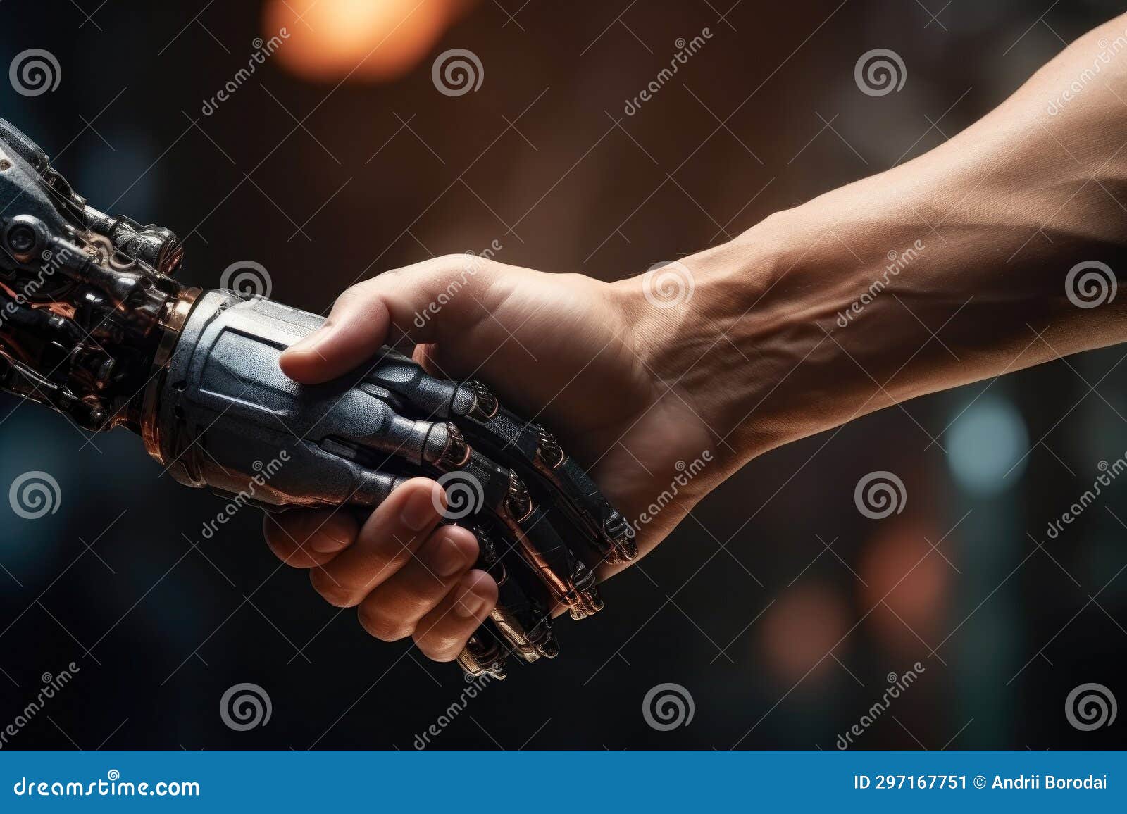 Advanced Technology: Cyborg and Human Handshake. Stock Illustration ...