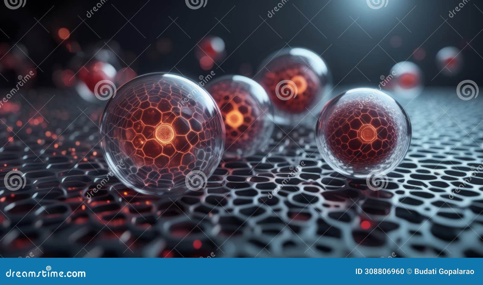 Advanced Technology in Motion - Futuristic Spheres on a Grid Stock ...