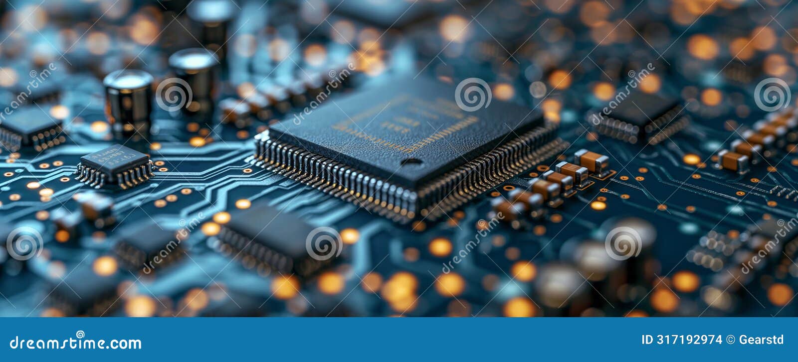 Precision Technology with a Highlighted Computer Chip Stock Photo ...