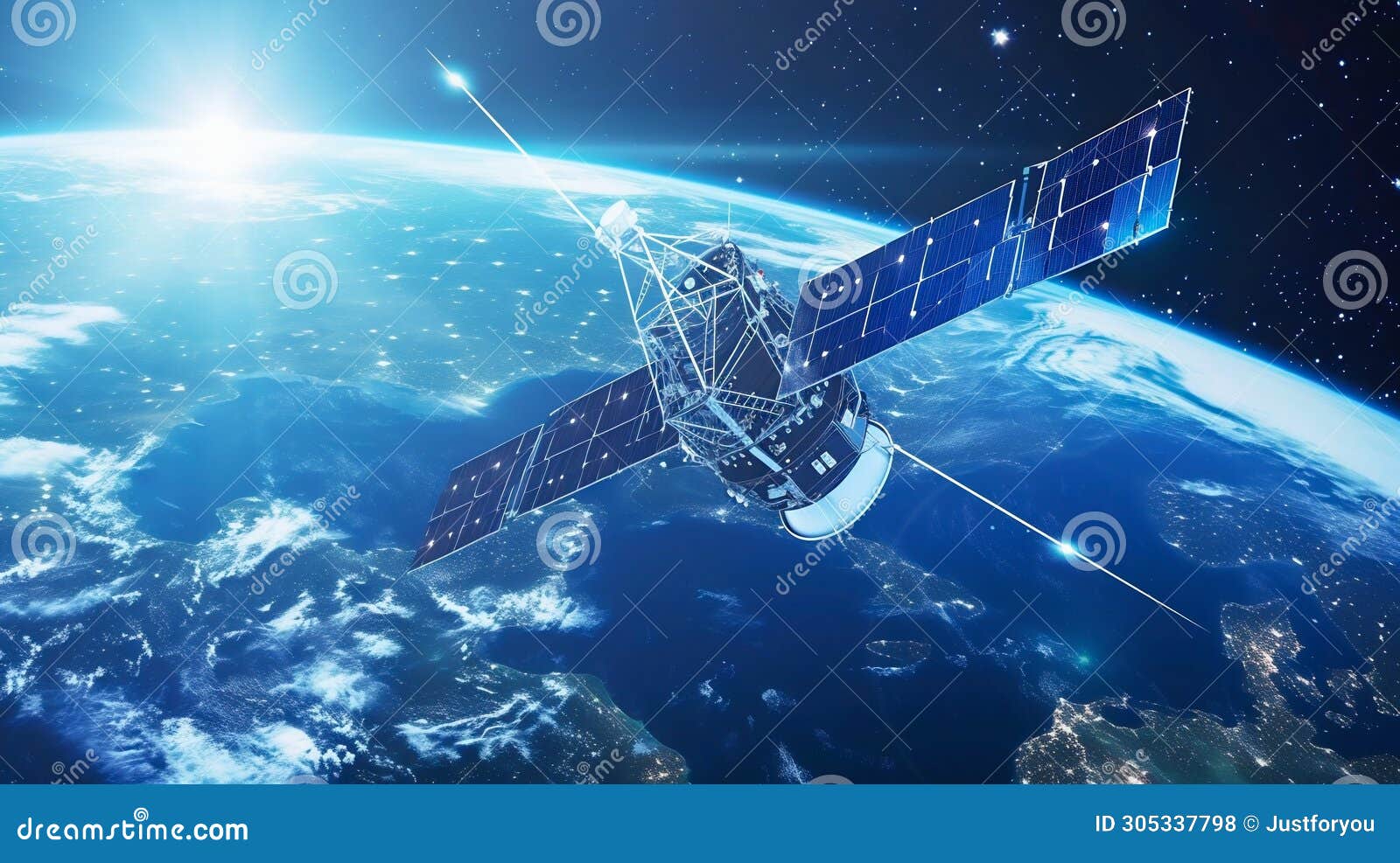 Advanced Telecommunication Satellites in Earth S Orbit. Generative Ai ...