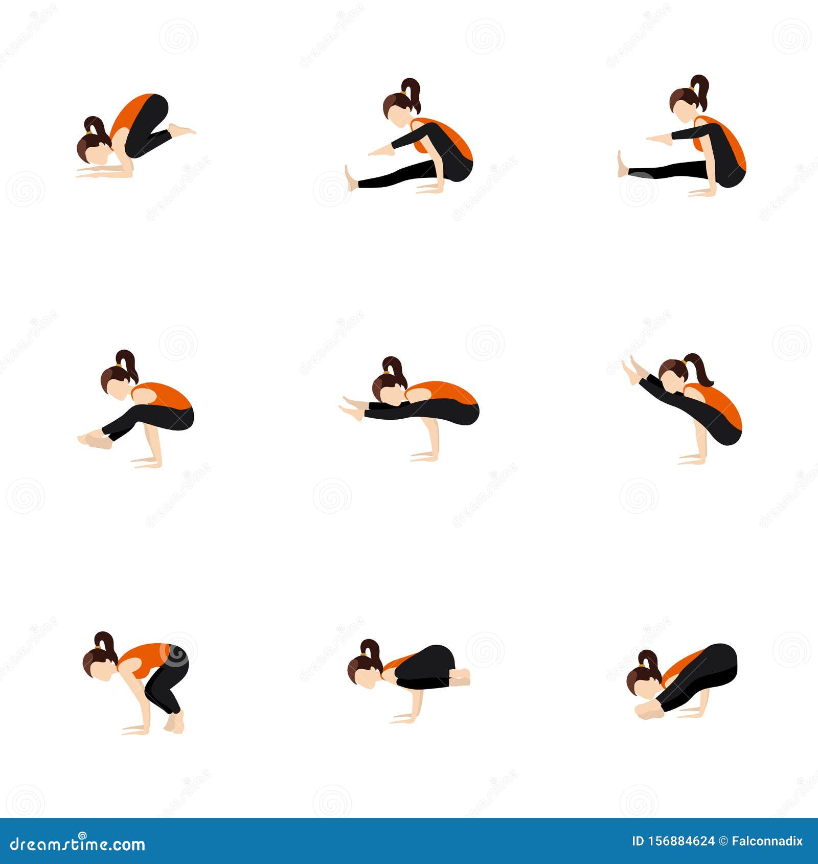Advanced and Twisted Arm Balances Yoga Poses Set Stock Vector ...