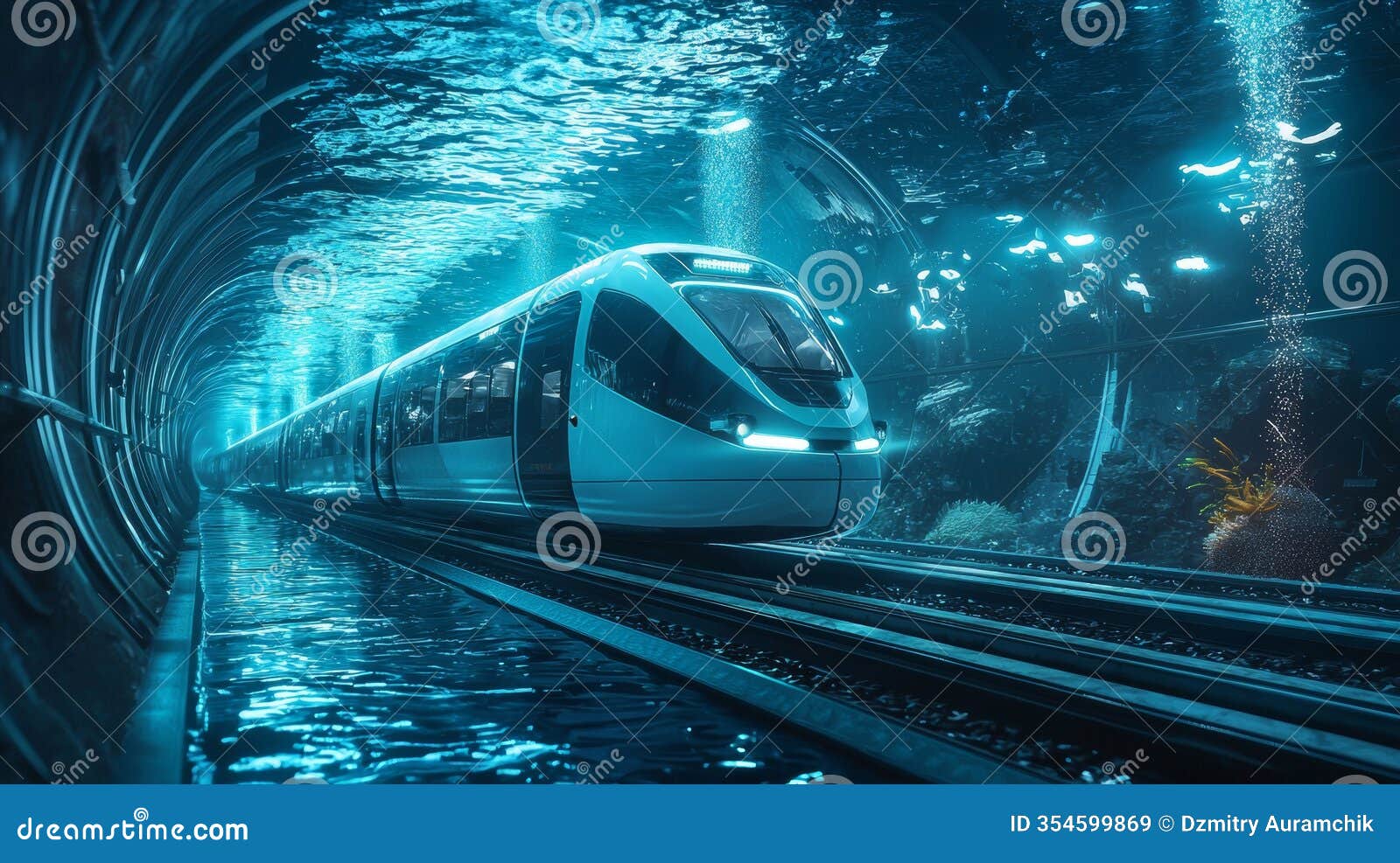 An Advanced Underwater Rail Tunnel with Rapid Transit Views and a ...