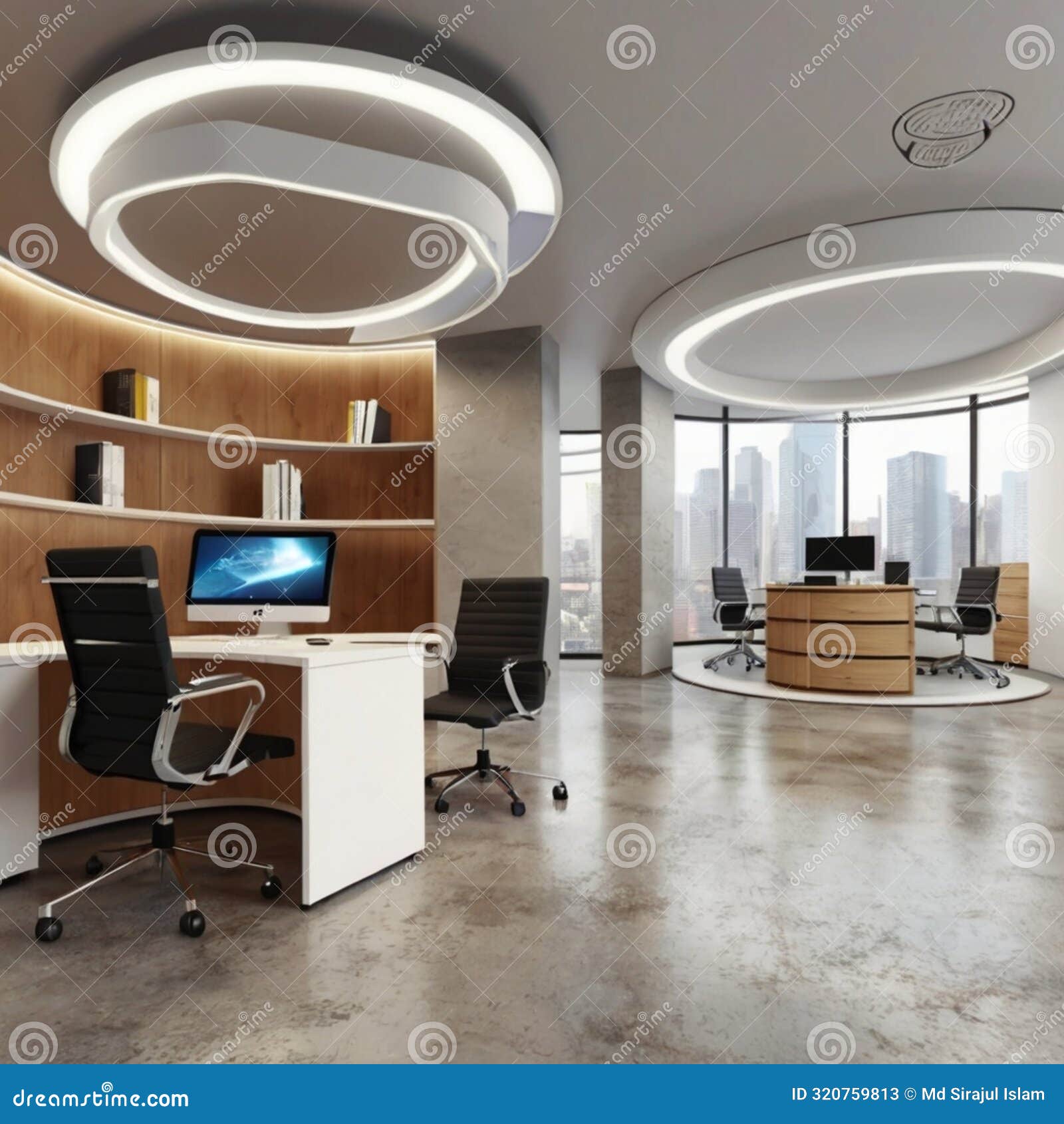 Advanced 360° Virtual Reality Office Interior Design Stock Illustration ...