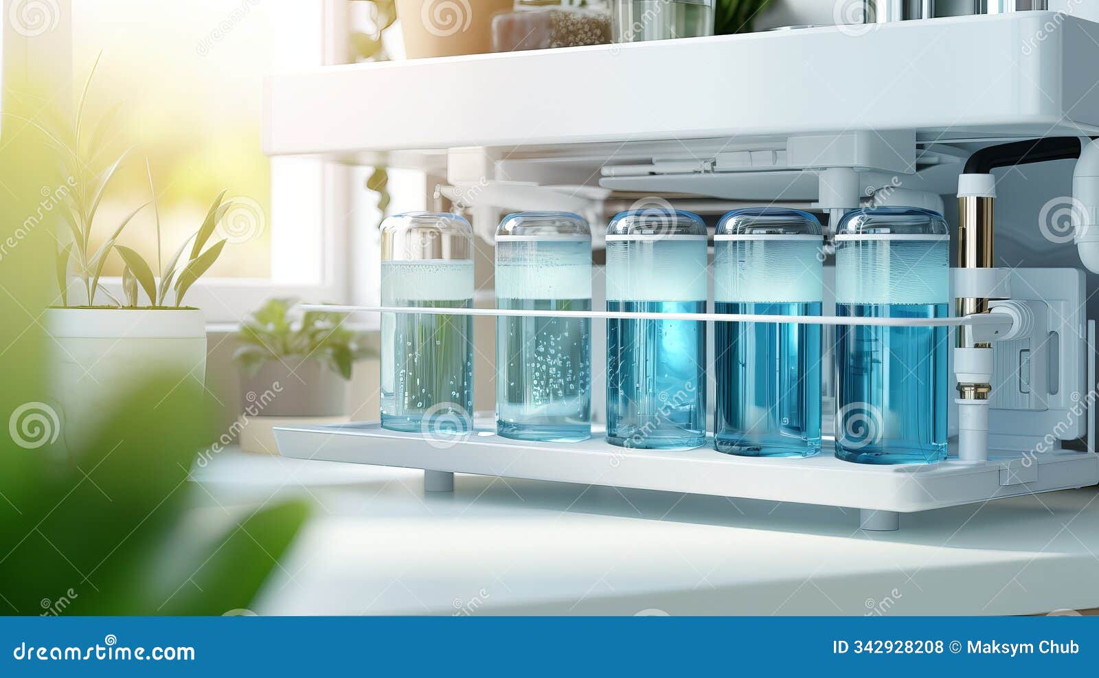 Advanced Water Purification System in a Modern Kitchen with Vibrant ...