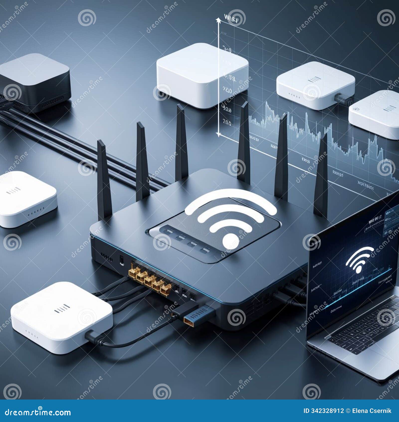 Advanced WiFi Router Setup with Multiple Devices and Real-Time Data ...