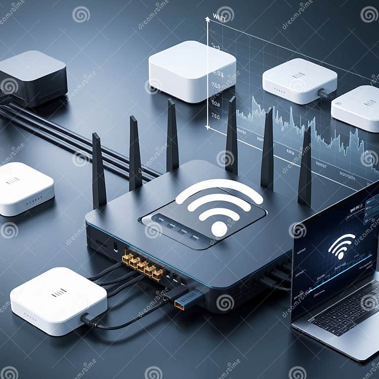 Advanced WiFi Router Setup with Multiple Devices and Real-Time Data ...