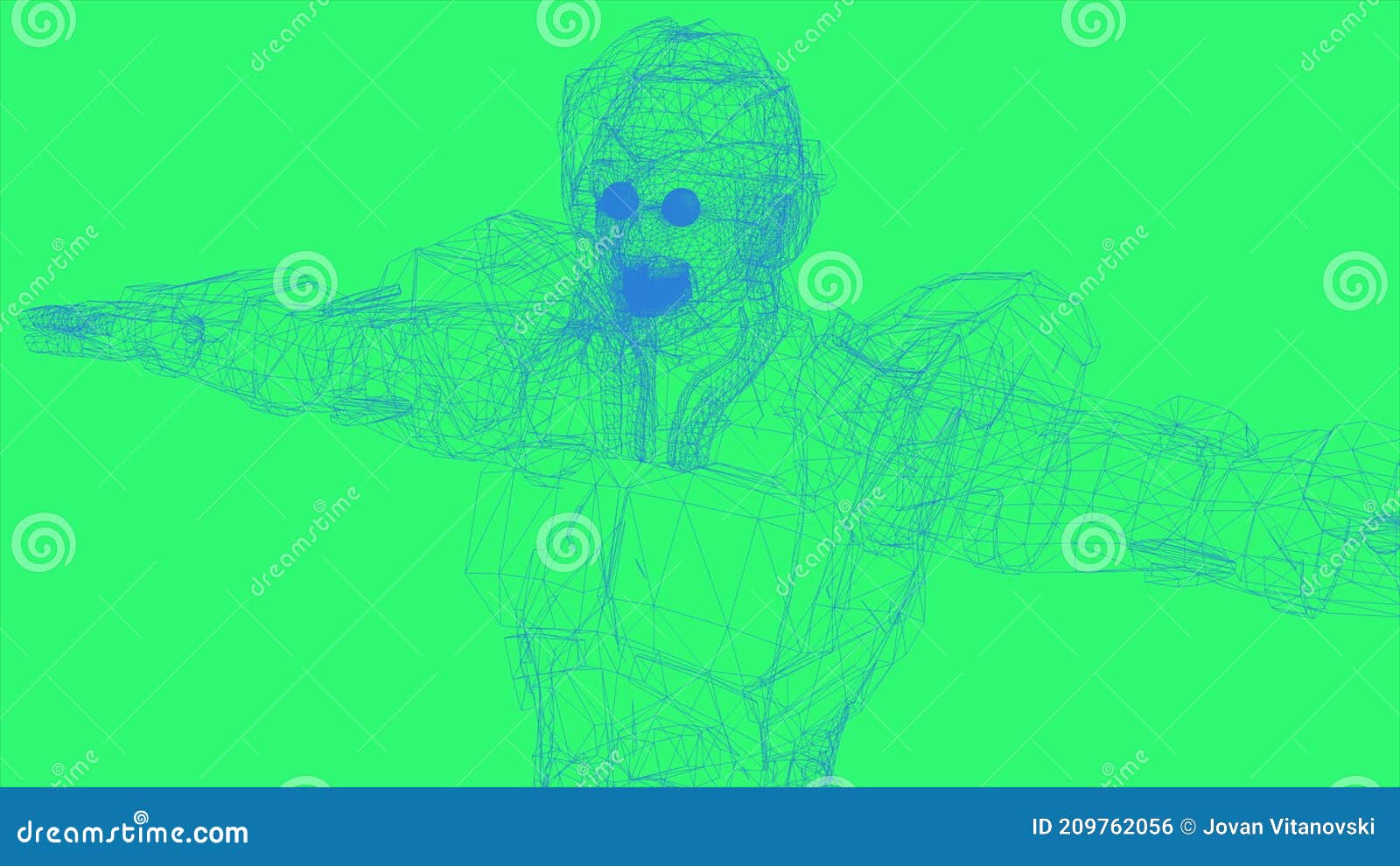 Advanced Wireframe Bionic Robot Rotating on Green Screen Background ...