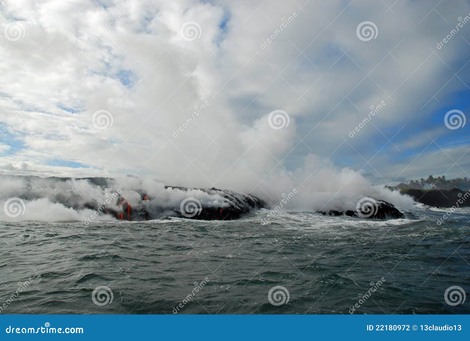 Advancing Lava, Ocean, Steam, Sky Stock Photo - Image of destinations ...