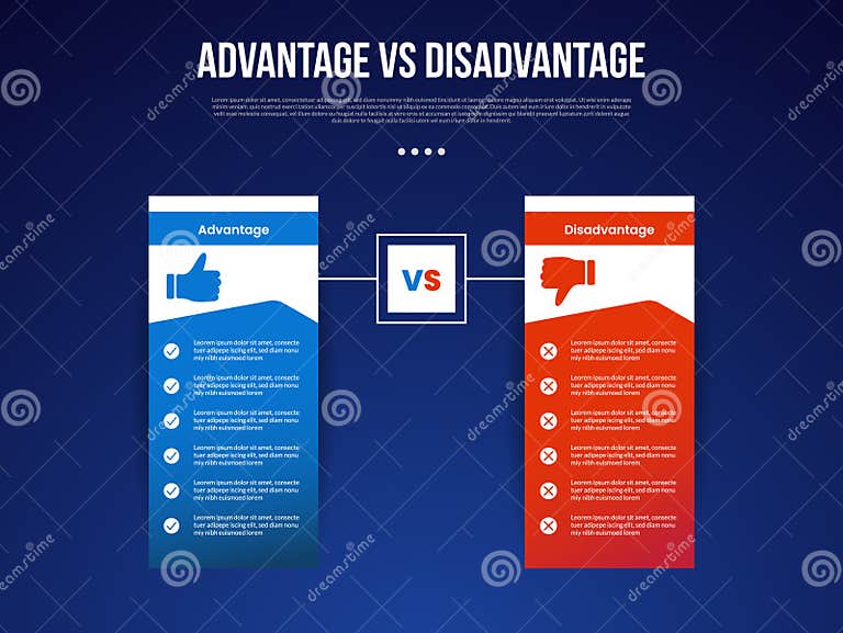 Advantage Vs Disadvantage Infographic for Comparison Data with Boxed ...