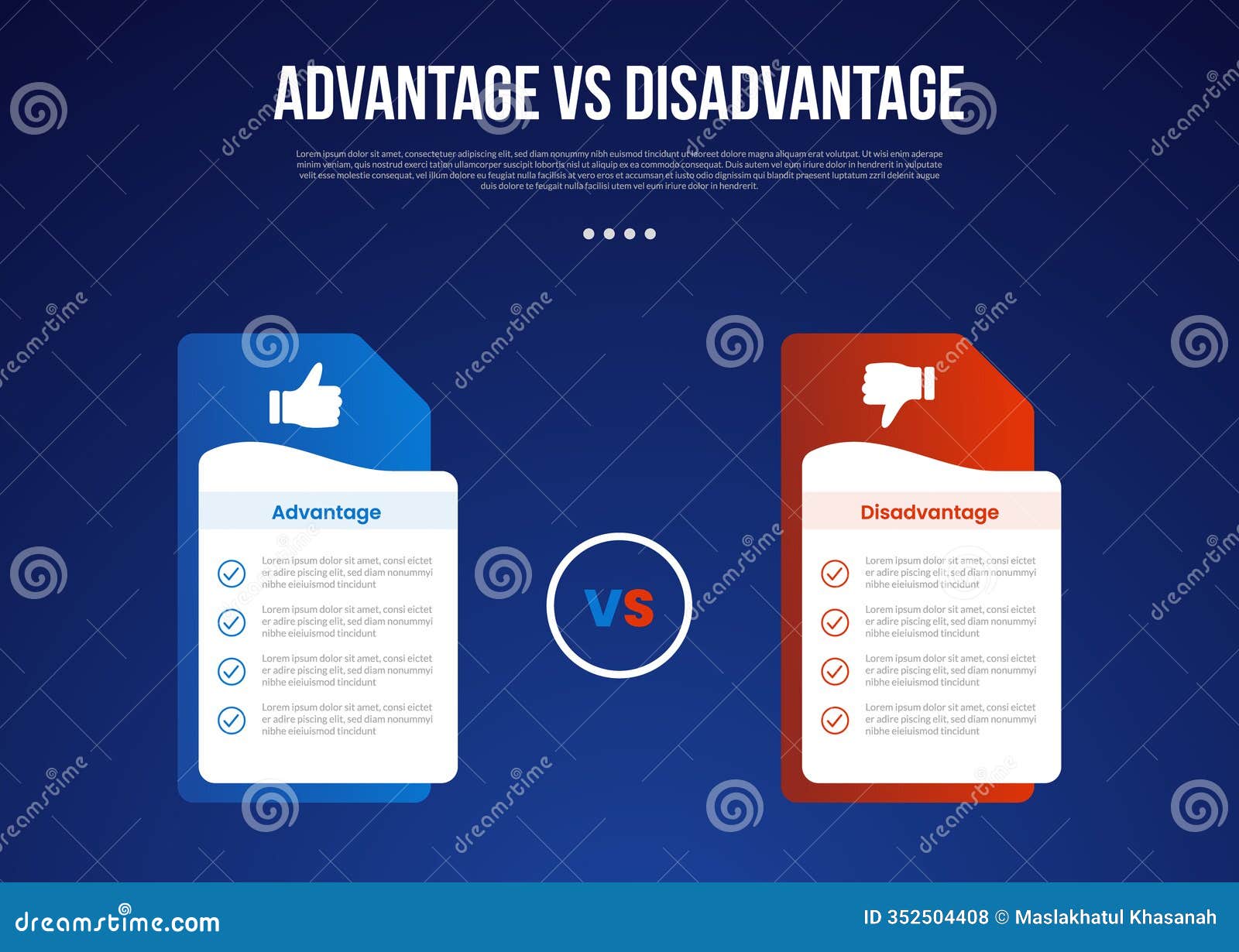 Advantage Vs Disadvantage Infographic For Comparison Data With Creative ...