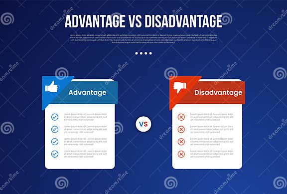 Advantage Vs Disadvantage Infographic for Comparison Data with Price ...