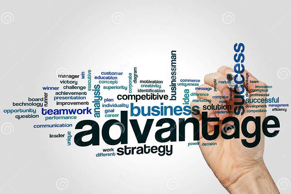 Advantage Word Cloud Concept on Grey Background Stock Image - Image of ...