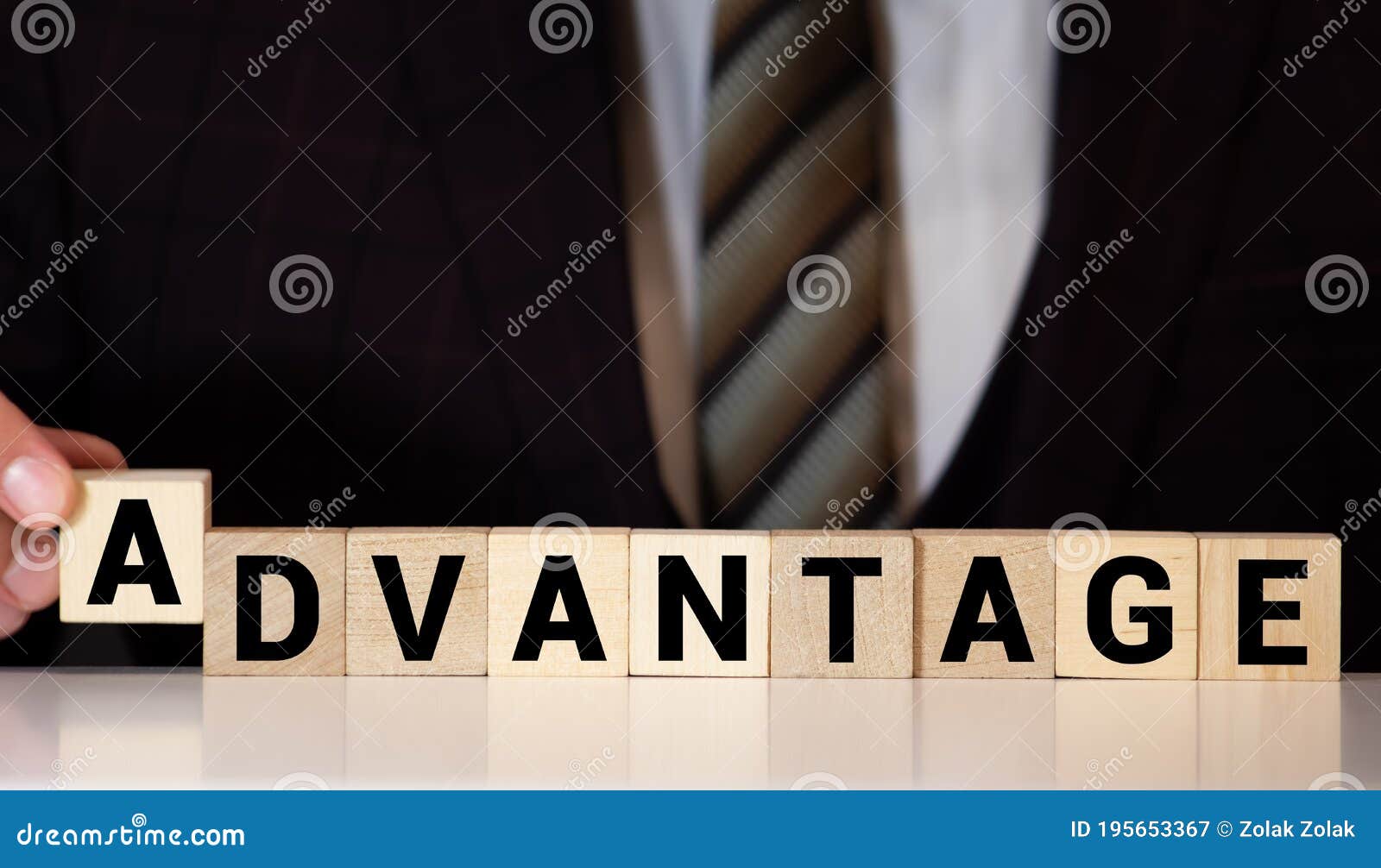 Advantage Word Made with Building Blocks. Business Competitors Concept ...