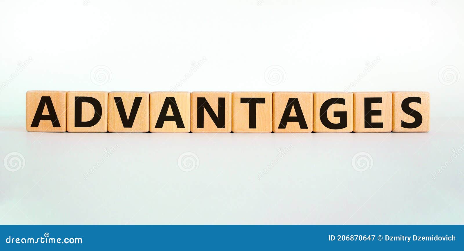 Advantages Symbol Concept Word `advantages` On Wooden Cubes On A