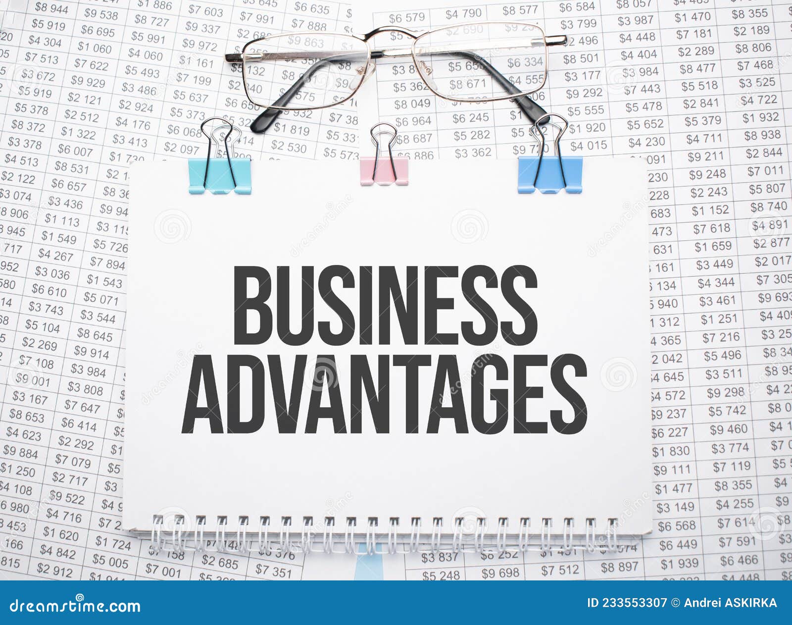 Advantages Text Written on Paper with Pen and Glasses Stock Image ...