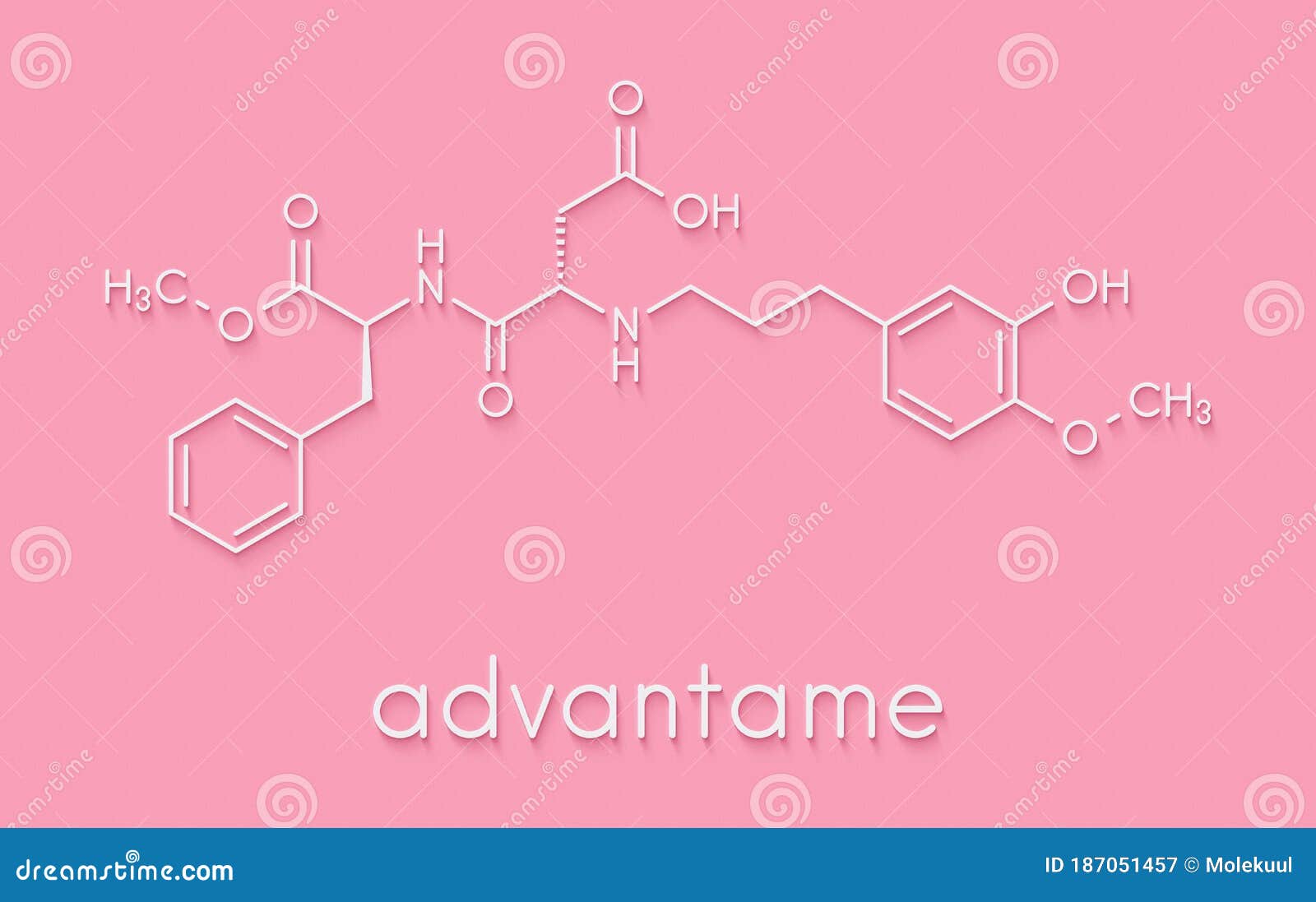 Advantame E969 Sugar Substitute Molecule. Skeletal Formula. Stock ...