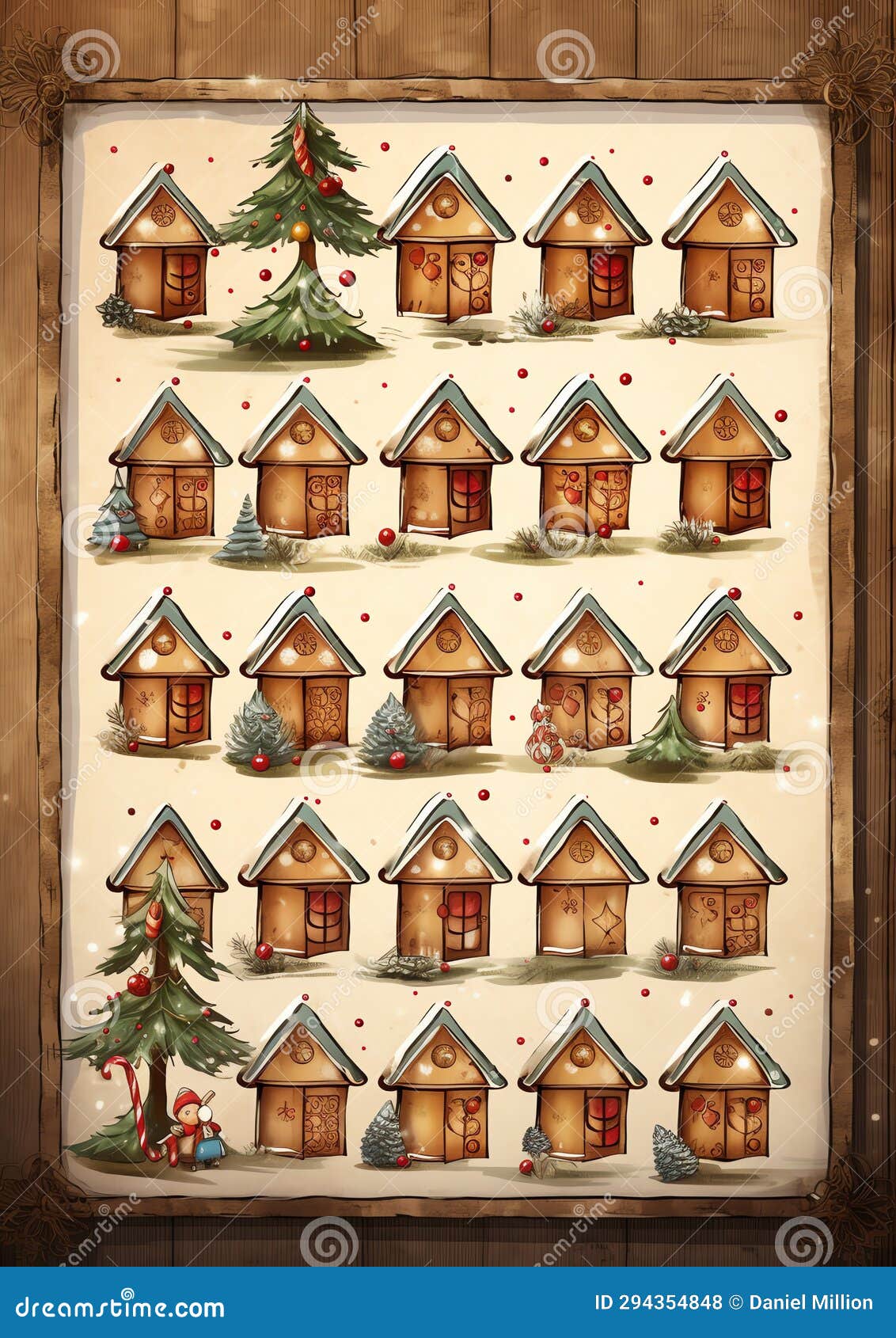 Advent Calendar Watercolor Winter Border Stock Illustration ...