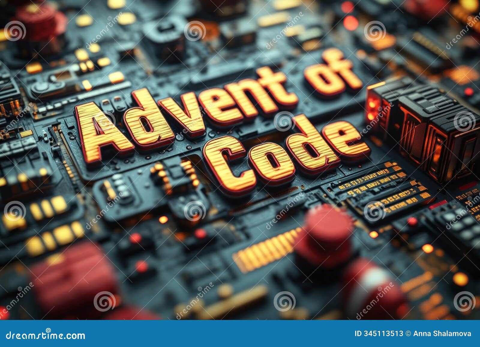 Advent of Code Text on Futuristic Circuit Board Design Stock ...