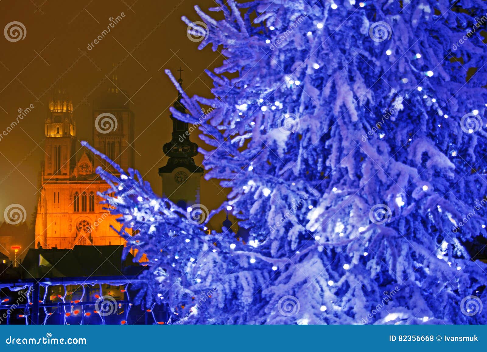 Advent Evening View on Gradec Square in Zagreb Stock Photo - Image of ...