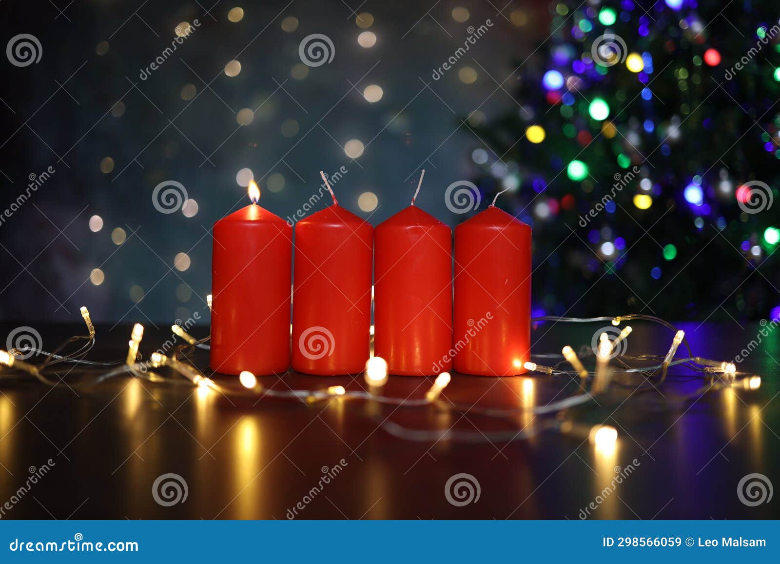 Advent Season, Four Candles Burning. Advent Background Stock Image ...