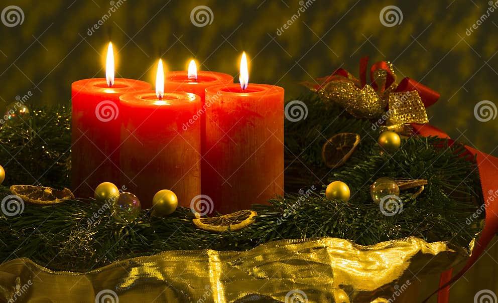 Advent wreath /2 stock photo. Image of advent, gold, wreath - 1621488