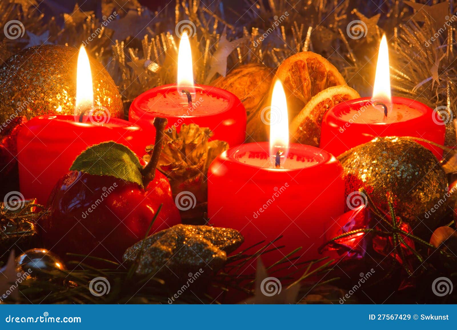 Four advents candles. stock image. Image of wreath, four - 27567429