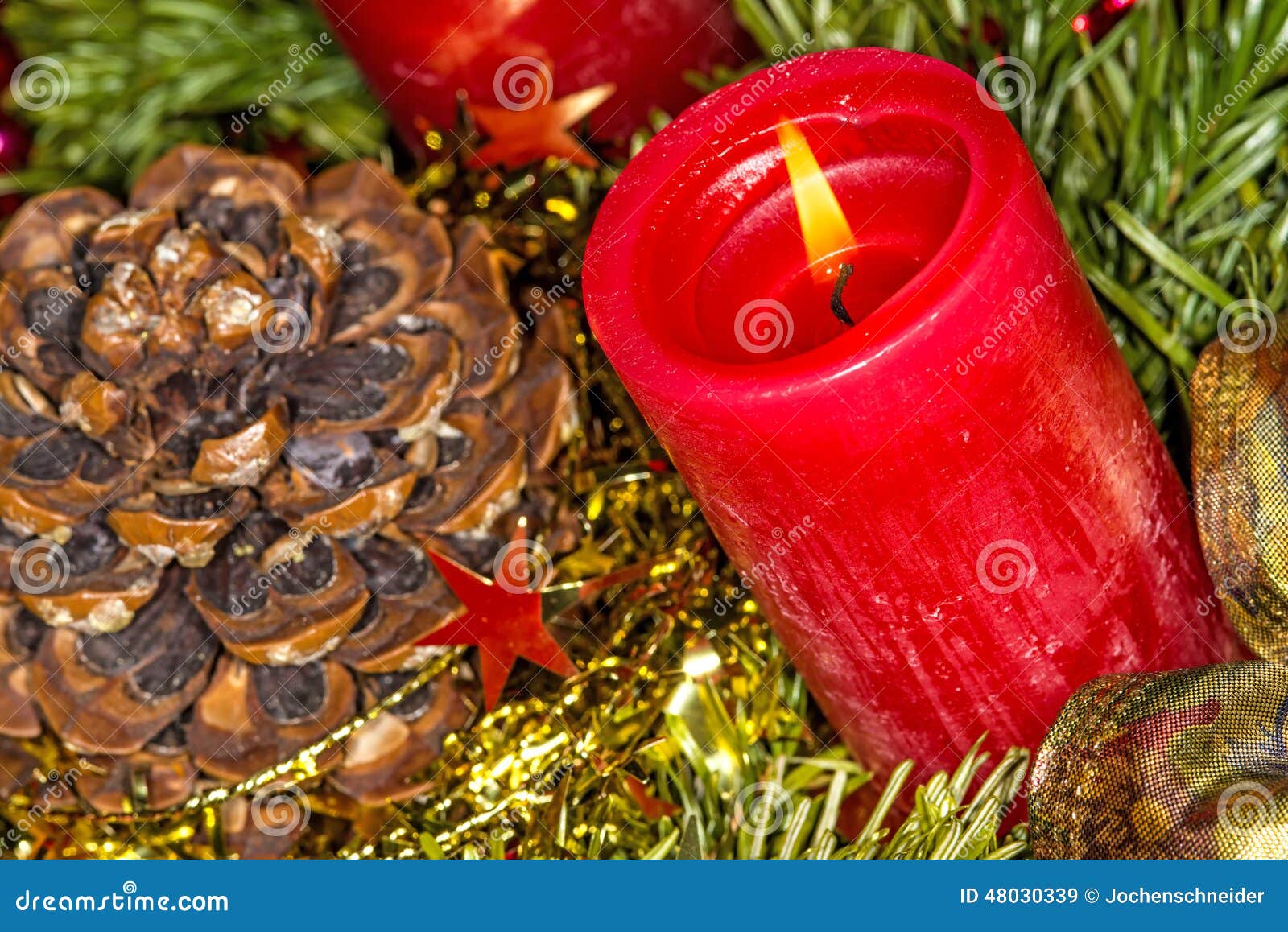 Advent Wreath with Burning Candle Stock Image - Image of 1080, light ...