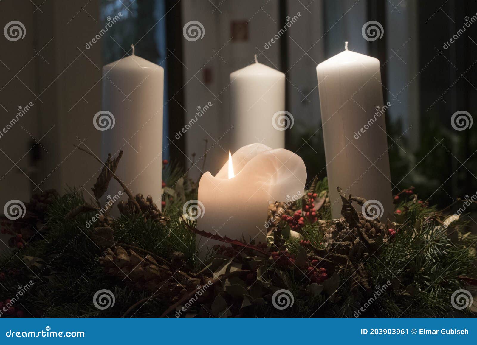 Advent Wreath on the First Advent Stock Image - Image of folk, peace ...