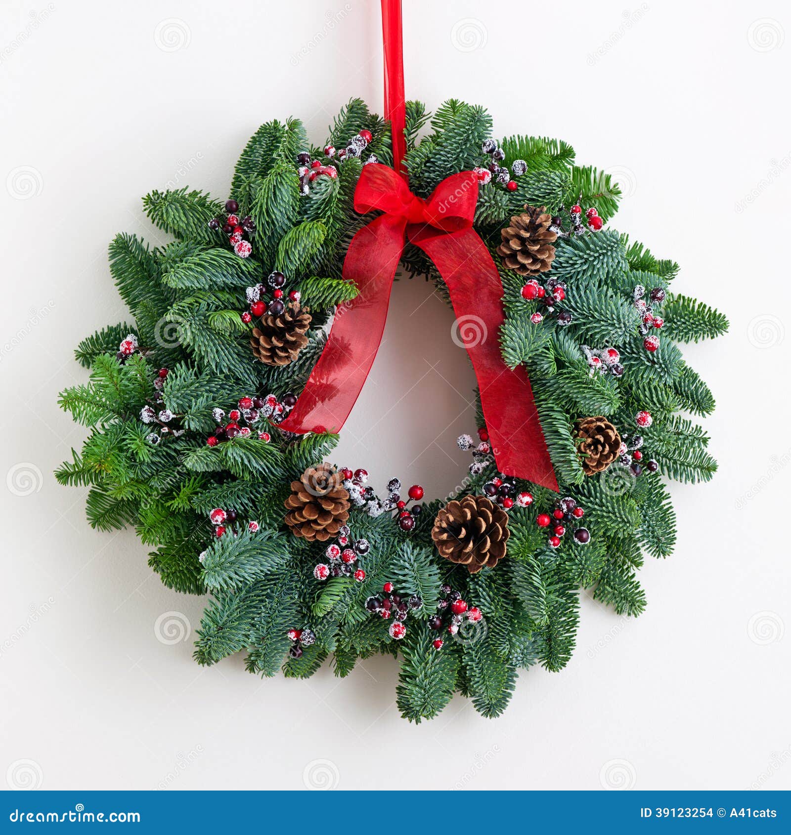 Advent Wreath with Red Ribbon Stock Photo - Image of ribbon, cones ...
