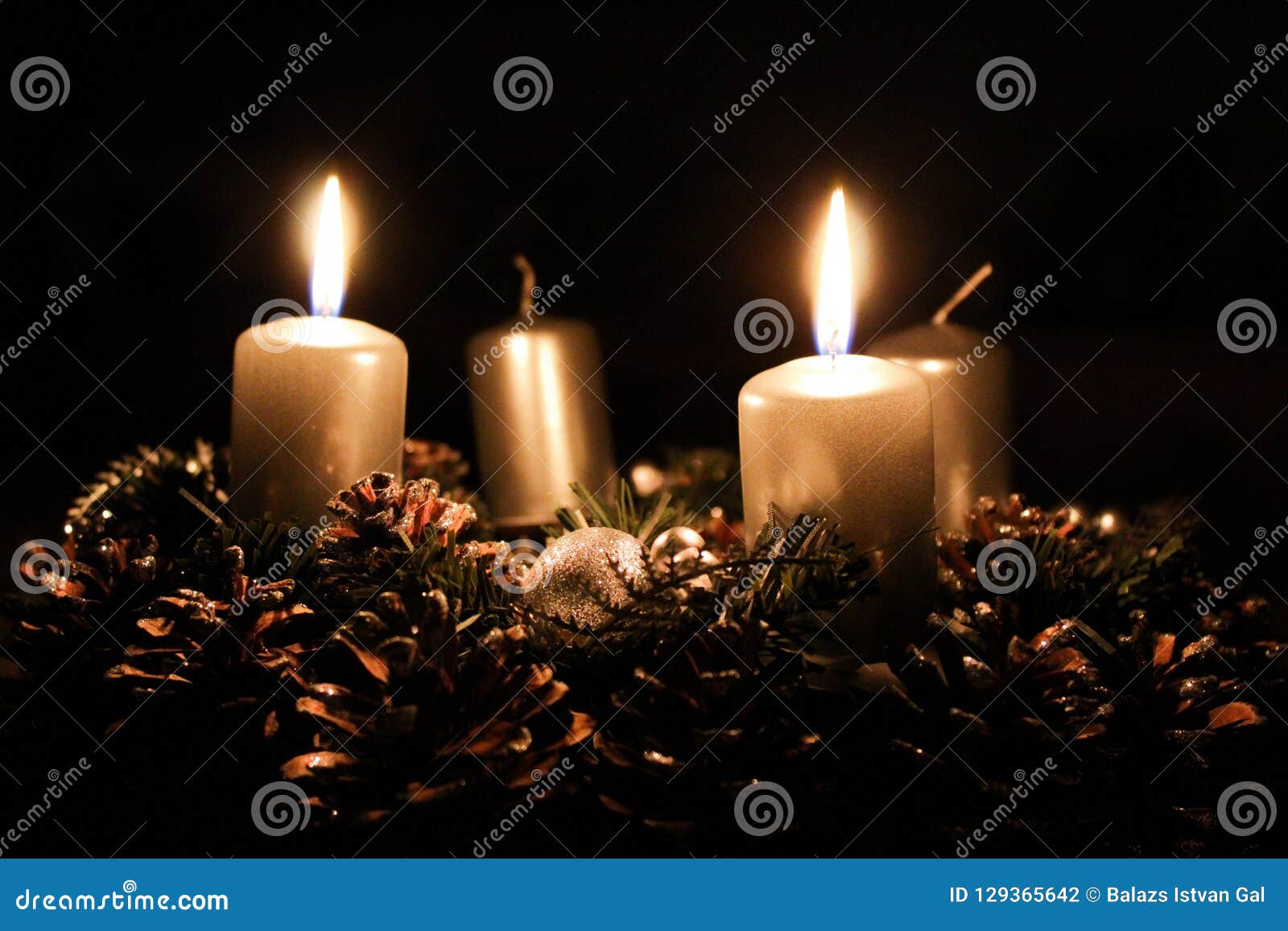Advent Wreath with Two Candles Lit Stock Photo - Image of perfect ... Advent Wreath with Two Candles Lit Stock Photo - Image of perfect ...