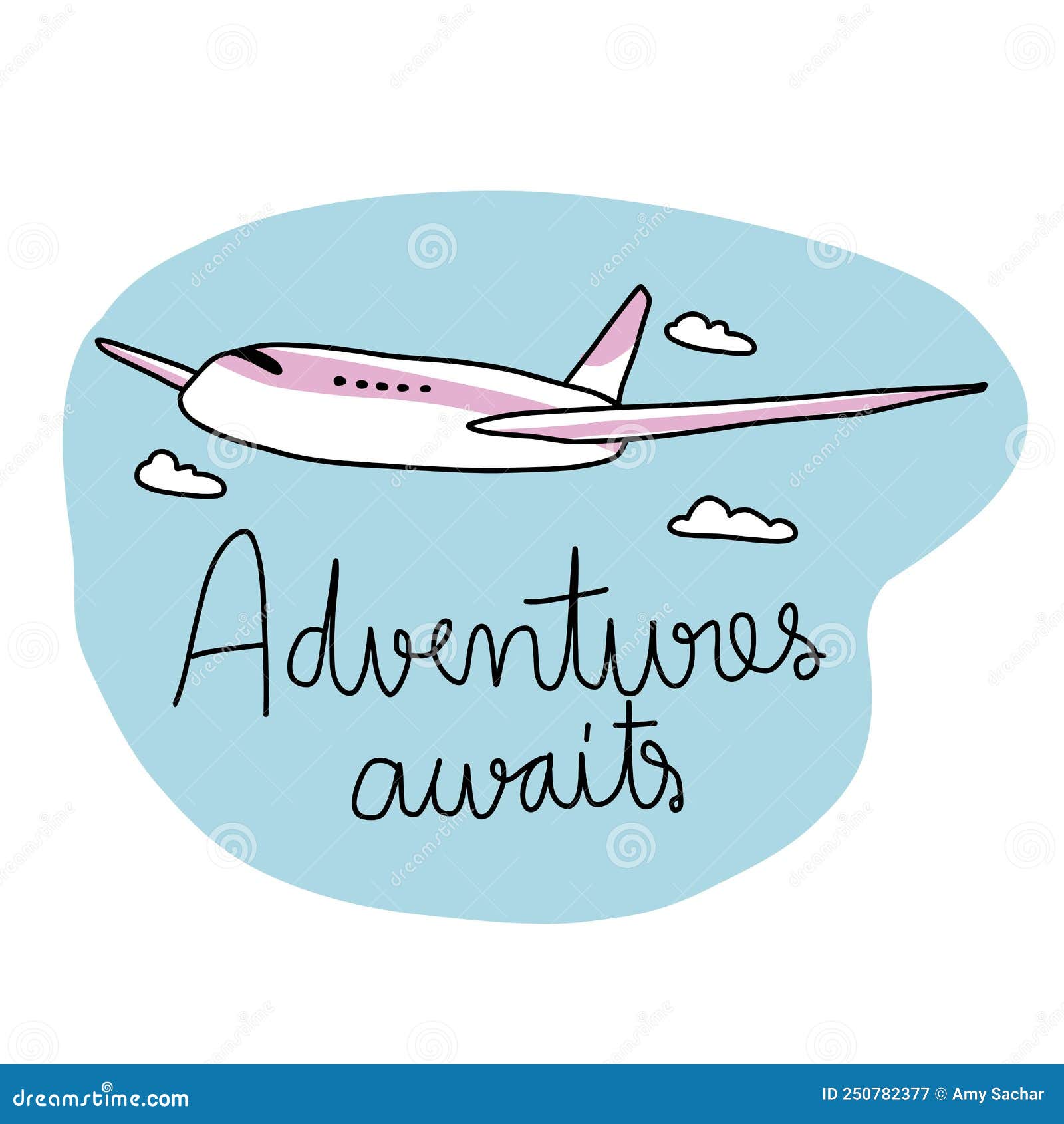 Adventure Awaits Air Plane Cartoon Vector Illustration Stock Vector ...