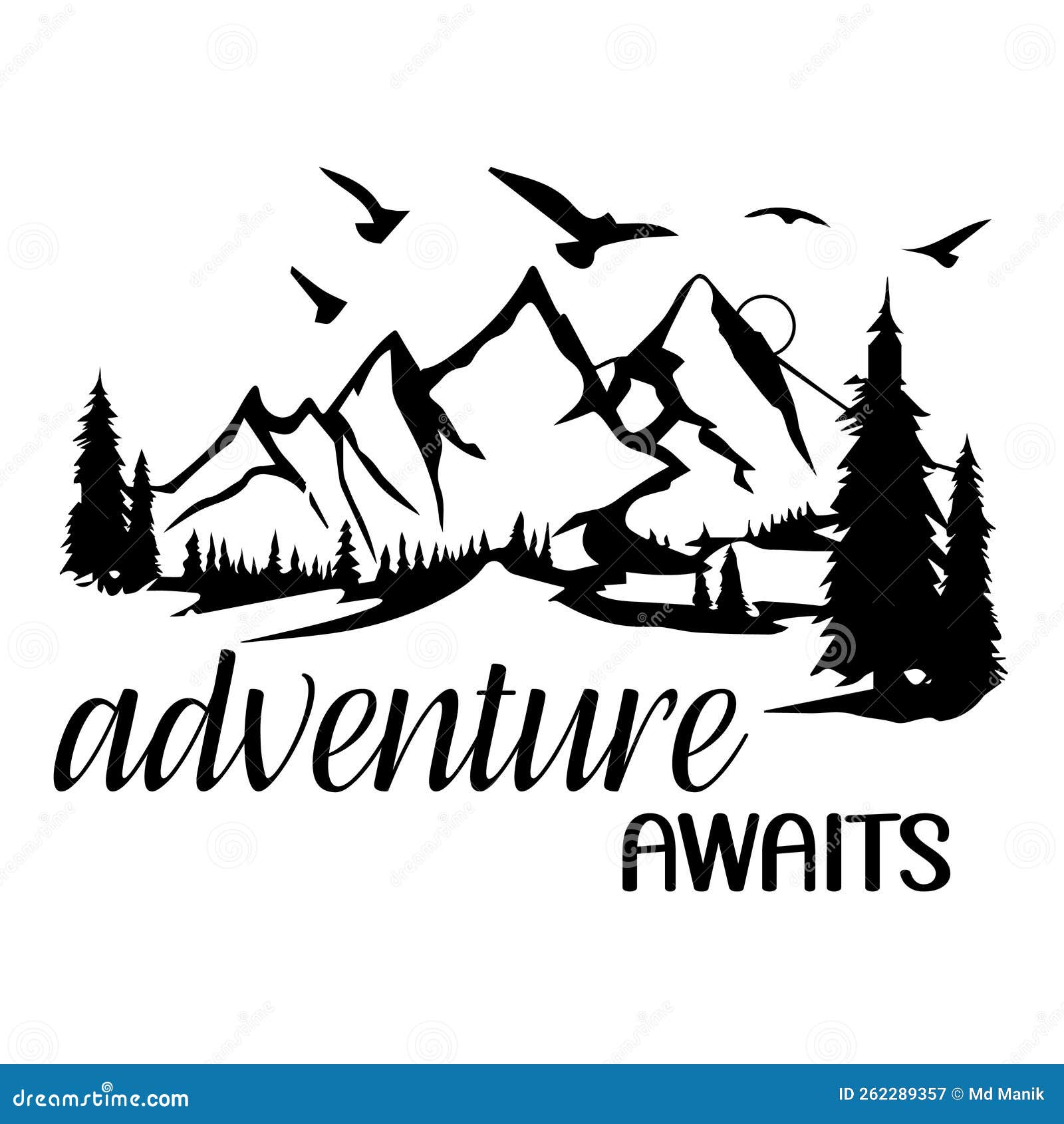 Adventure AWAITS vector stock vector. Illustration of logo - 262289357