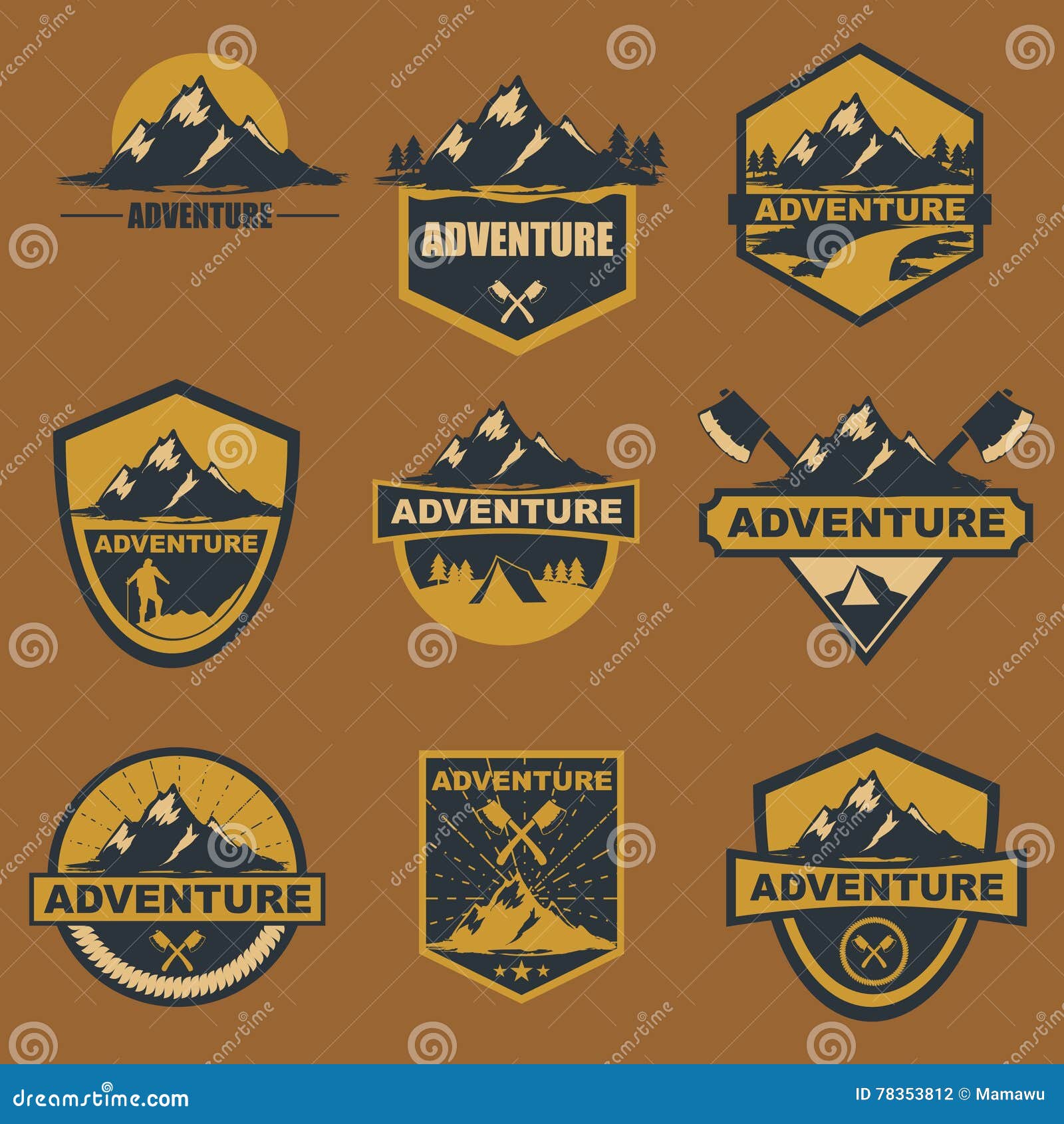 Adventure Badges Set stock vector. Illustration of exploration - 78353812