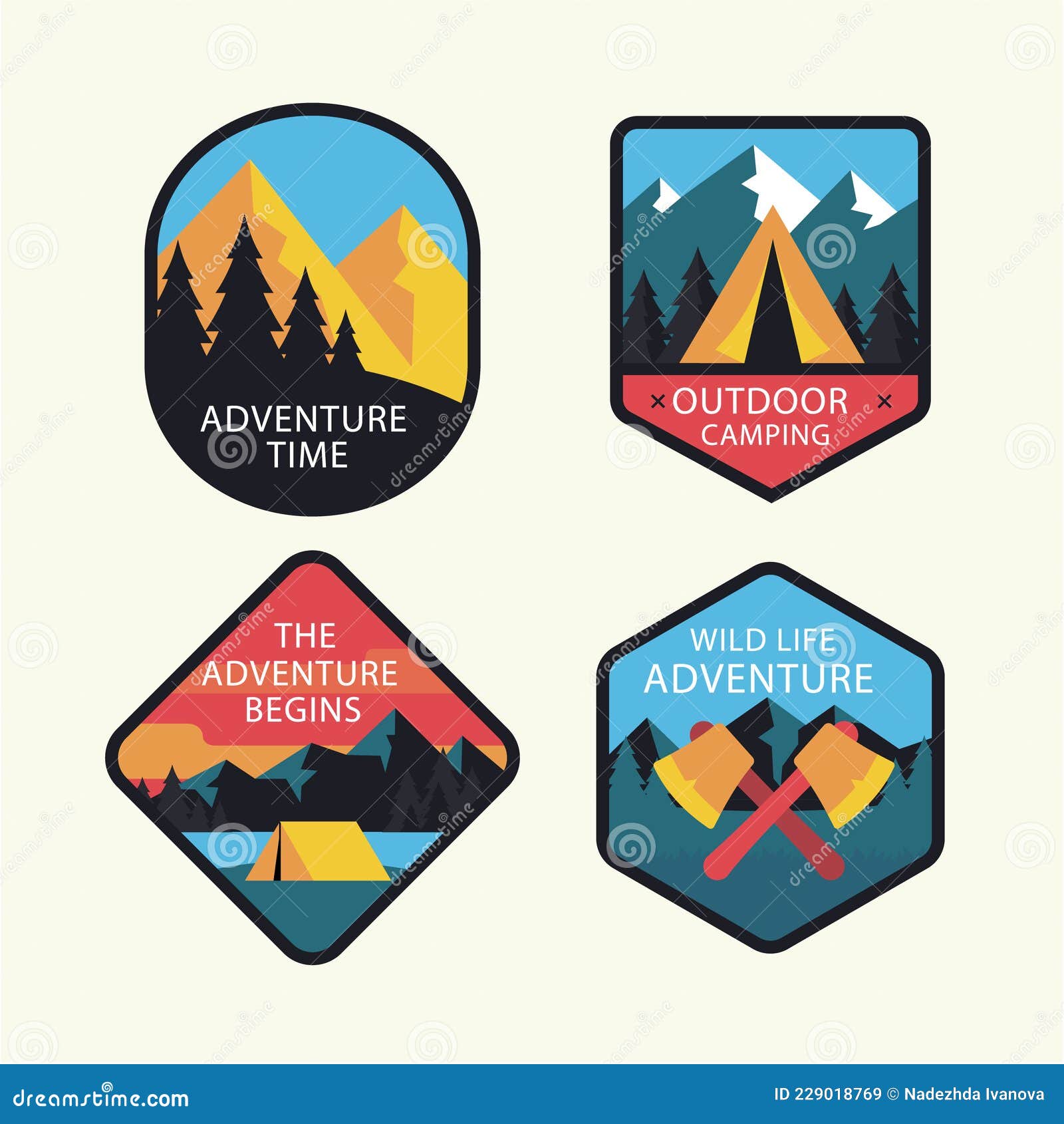Adventure Badges Set Vector Illustration. Stock Vector - Illustration ...
