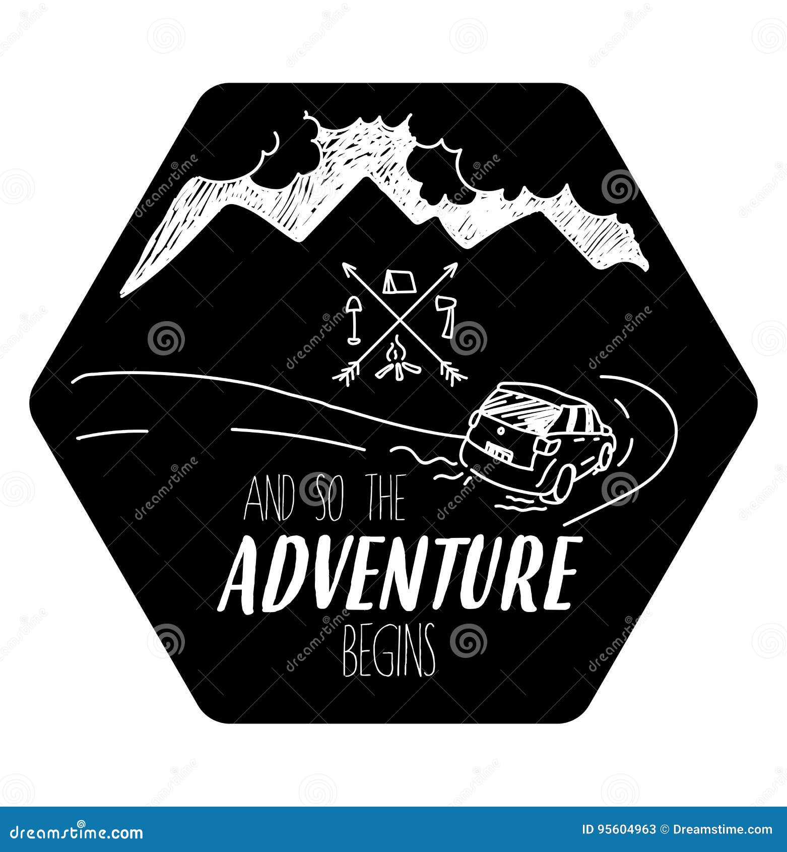 Adventure Begins Vector Illustration. Stock Vector - Illustration of ...