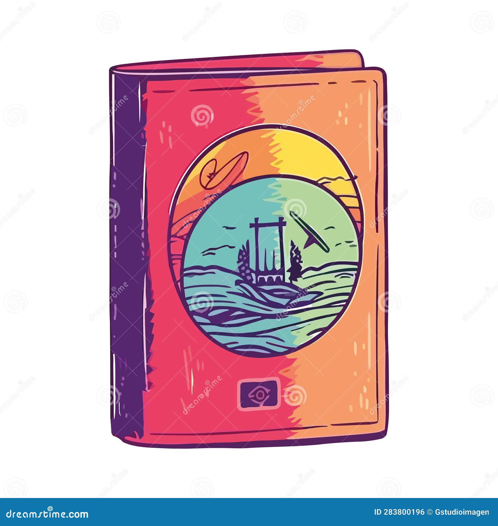 Adventure Book Cartoon with Blue Wave Stock Vector - Illustration of ...