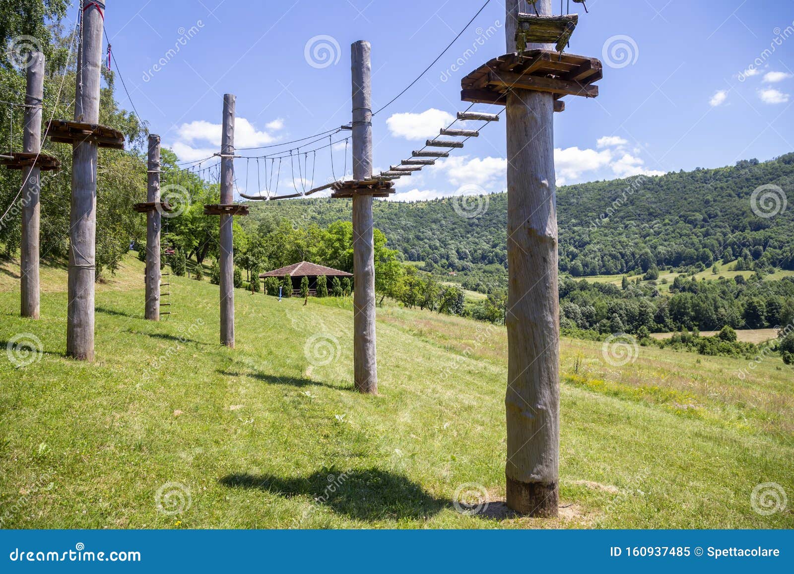 Adventure Climbing Park with Ropes Stock Image - Image of adventure ...