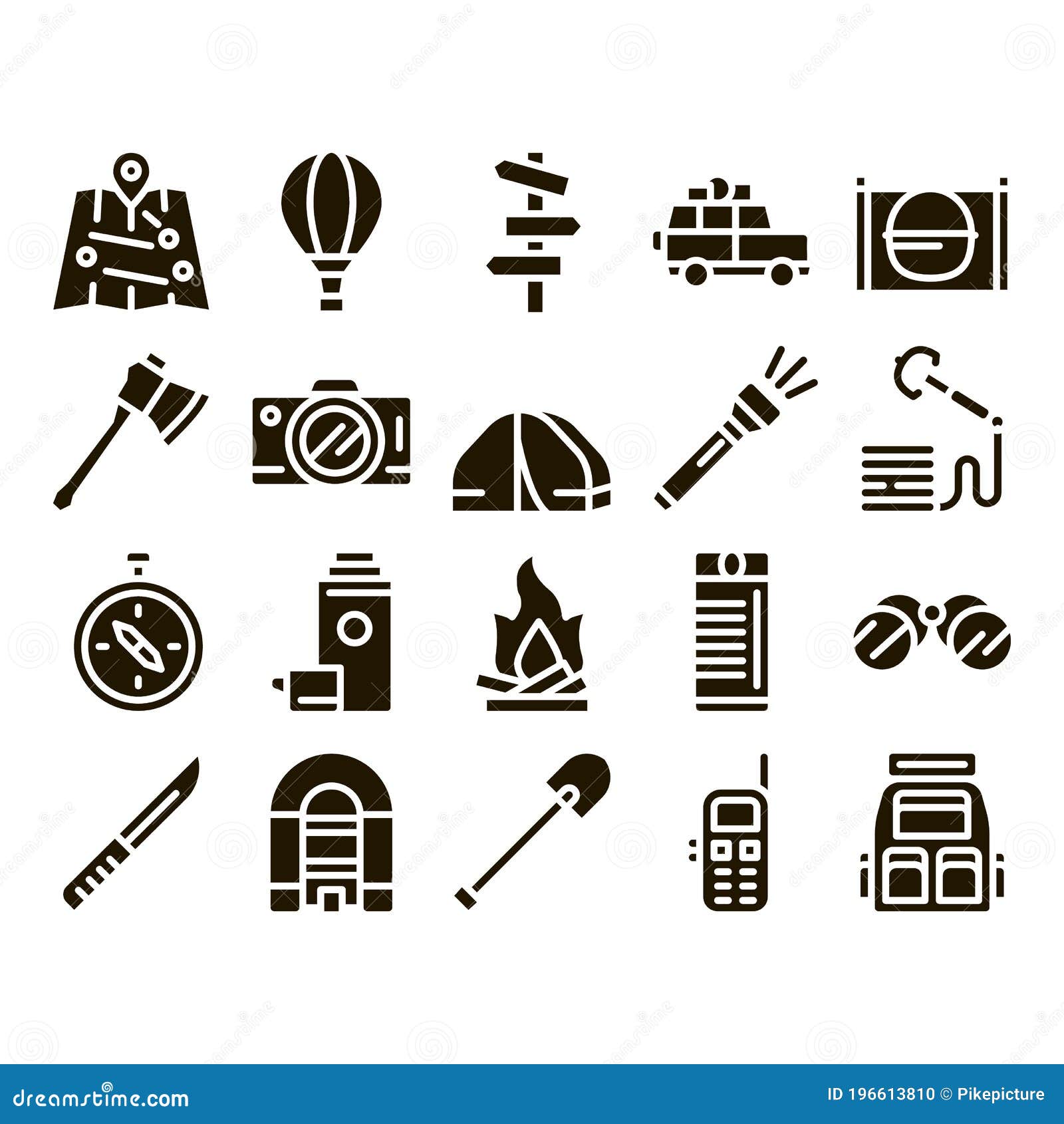 Adventure Collection Elements Icons Set Vector Stock Vector ...